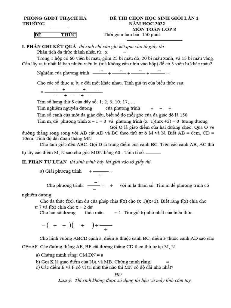 DE TOAN 8 CHON LAN 2 E353d | PDF