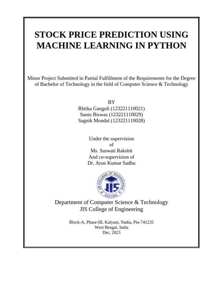 Stock Prediction ML Report | PDF | Support Vector Machine | Machine ...