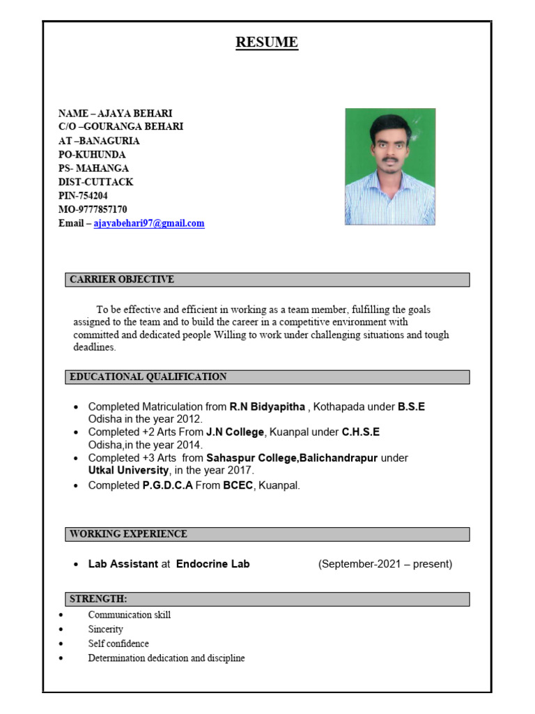 Ajaya Behari's Academic and Career Profile | PDF