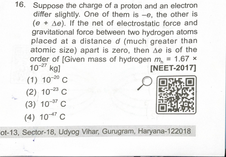 Suppose The Charge Of A Proton And An Electron Pdf