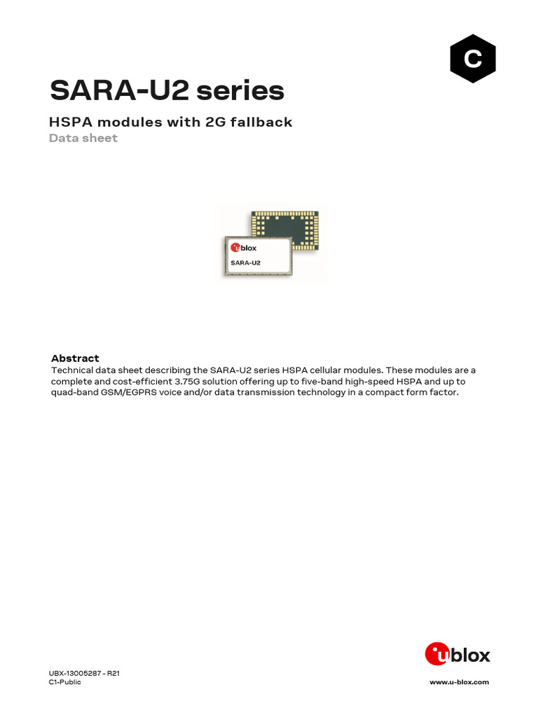 SARA-U2 Series HSPA Module Data Sheet | PDF | High Speed Packet Access ...