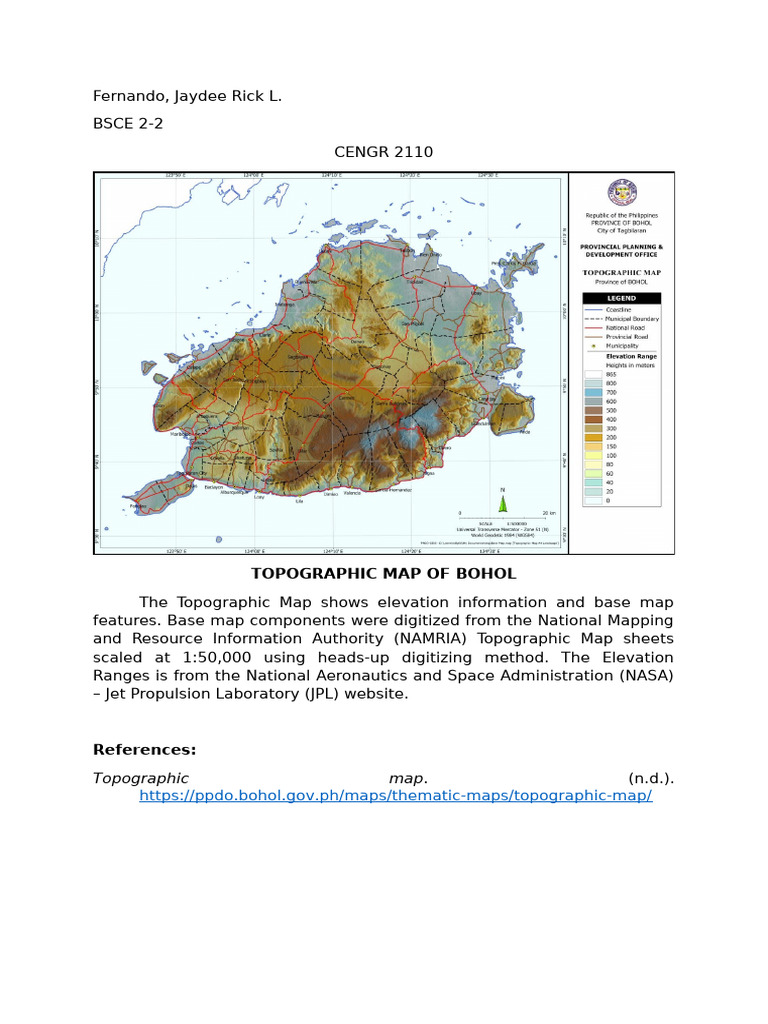 TOPOGRAPHIC MAP OF BOHOL | PDF