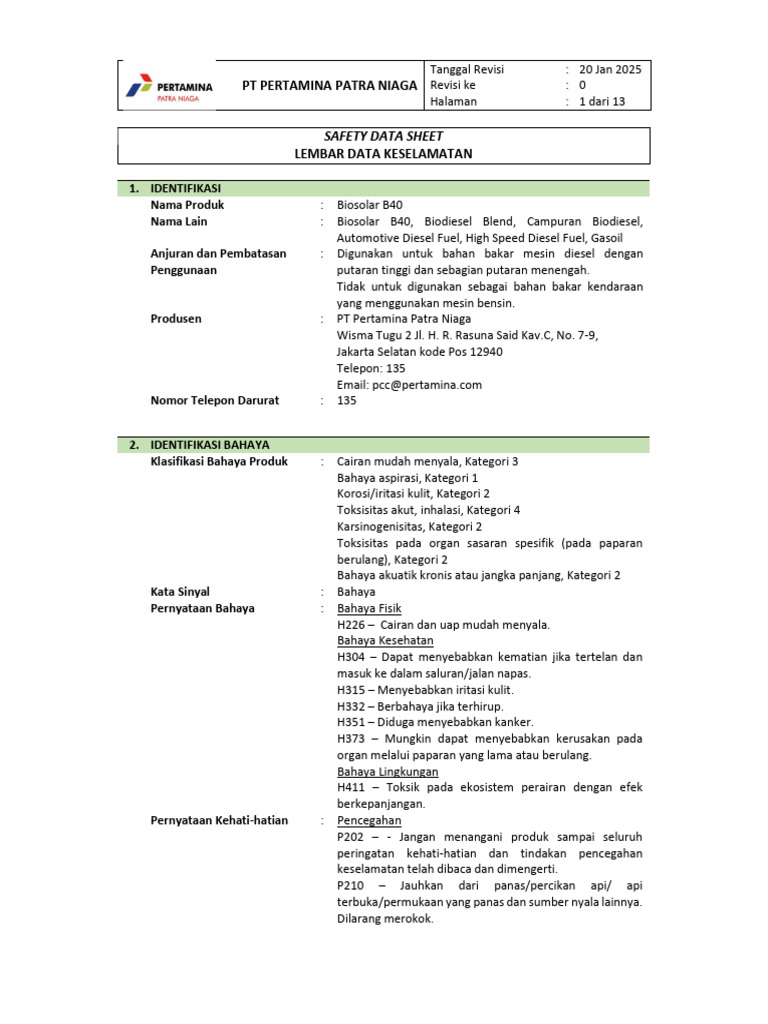 SDS Biosolar B40-Indonesia | PDF