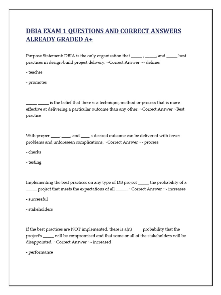 DBIA Exam Questions and Best Practices | PDF | Procurement | System