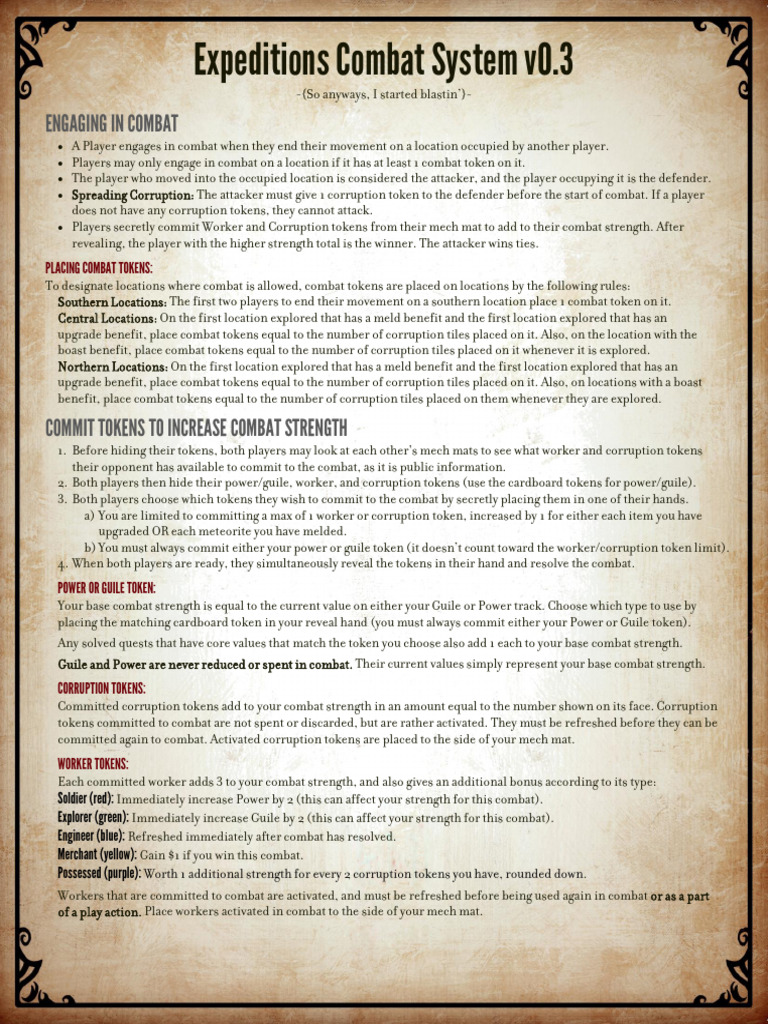 Expeditions Combat System Guide | PDF | Tabletop Games | Gaming