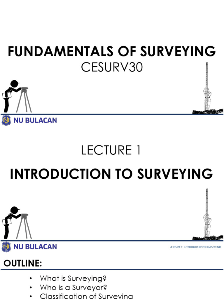 Cesurv30 - Lecture 1 - Introduction To Surveying | PDF | Surveying | Topography