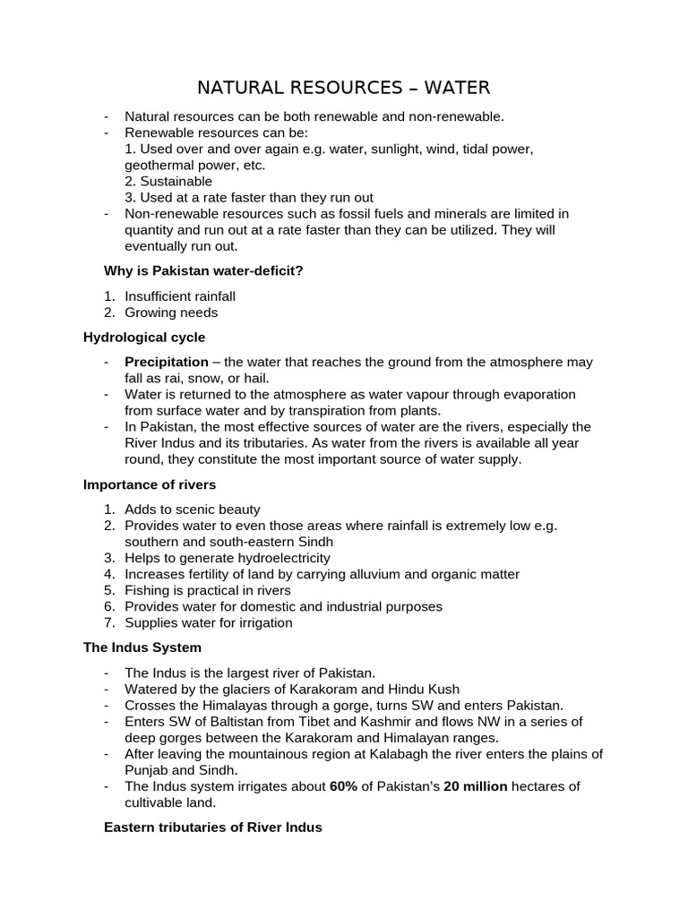 Natural Resources - Water | PDF | Indus River | Irrigation