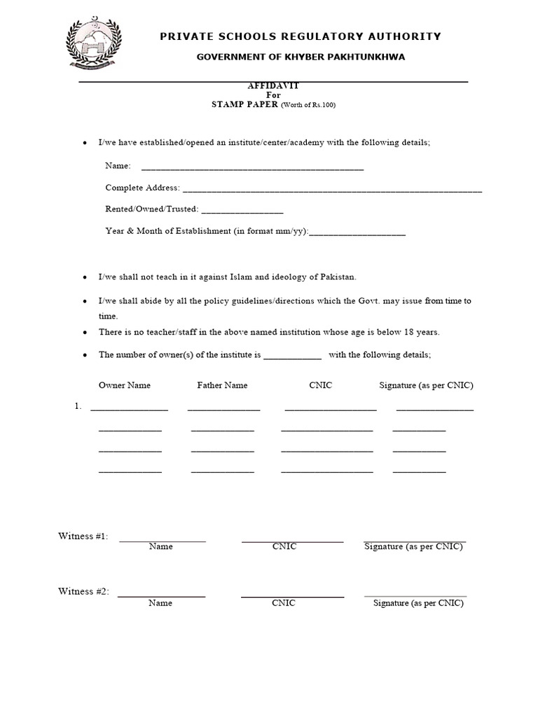 Affidavit for Private School Registration | PDF