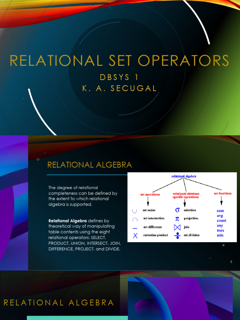 Relational Set Operators Lecture 5 | PDF | Relational Database | Table (Database)