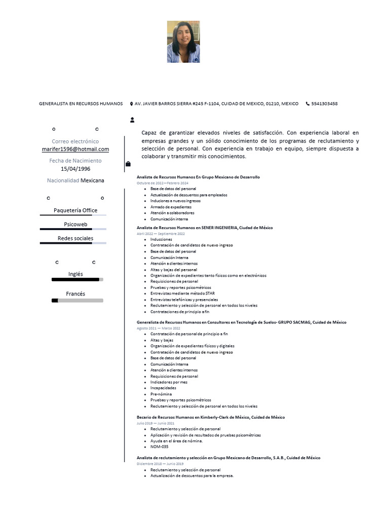 CV MARIA FERNANDA PIÑON REYES copy | PDF | Gestión de recursos humanos | México