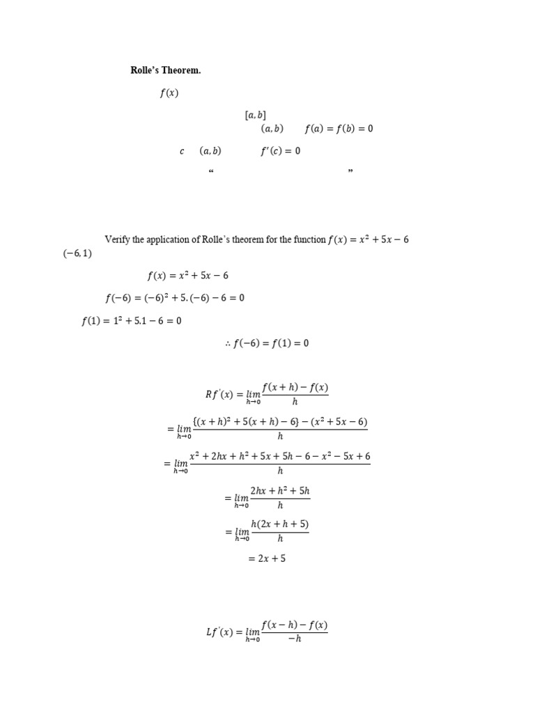 Lecture - 4 - Rolle's Theorem & Mean-Value Theorem | PDF | Function (Mathematics) | Mathematical ...