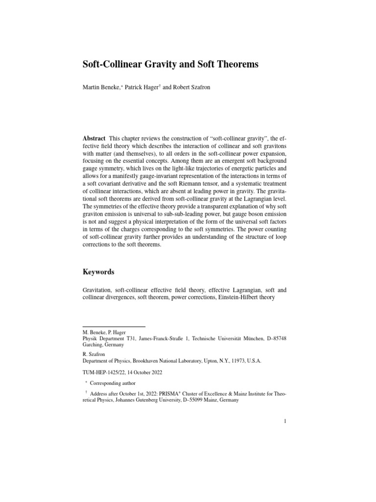 Soft-Collinear Gravity and Soft Theorems | PDF | Gauge Theory | Elementary Particle