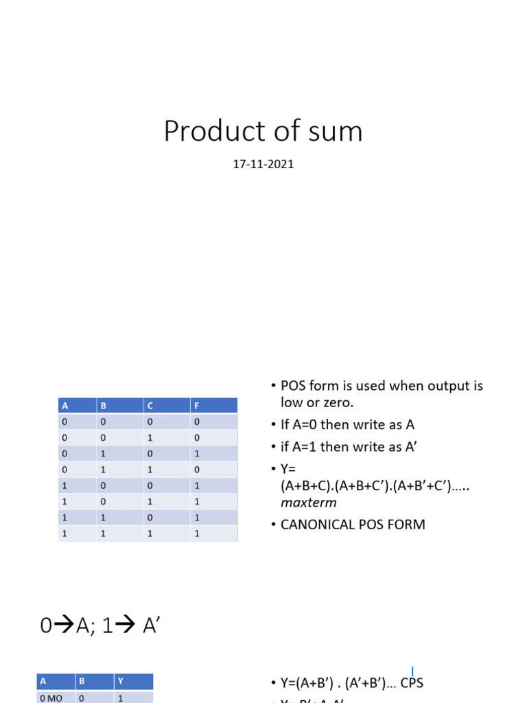 9 (Product of Sum) | PDF