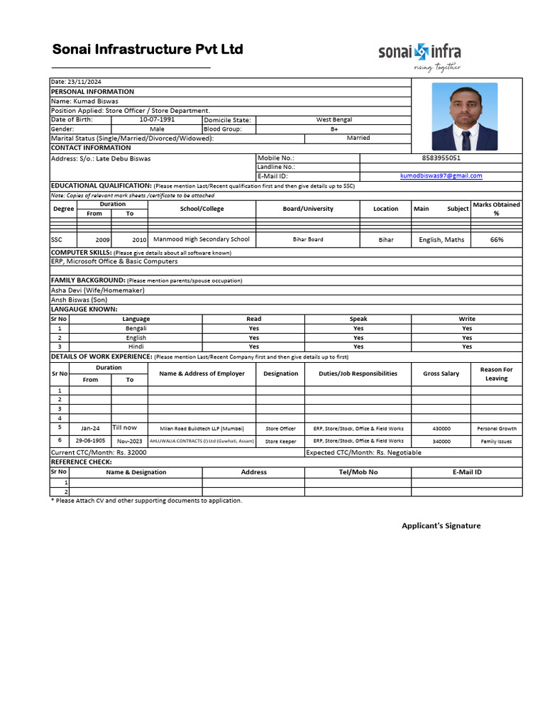 Employment Application form-2024 | PDF