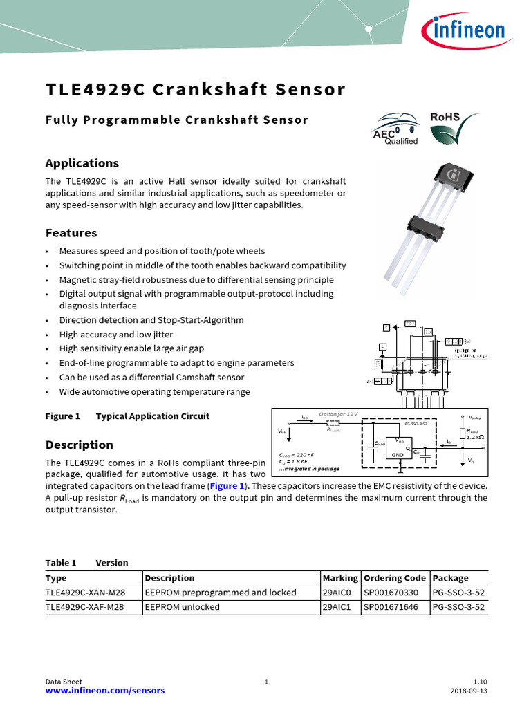 Infineon TLE4929C DataSheet v01 10 EN-3363973 | PDF | Sensor | Electronics