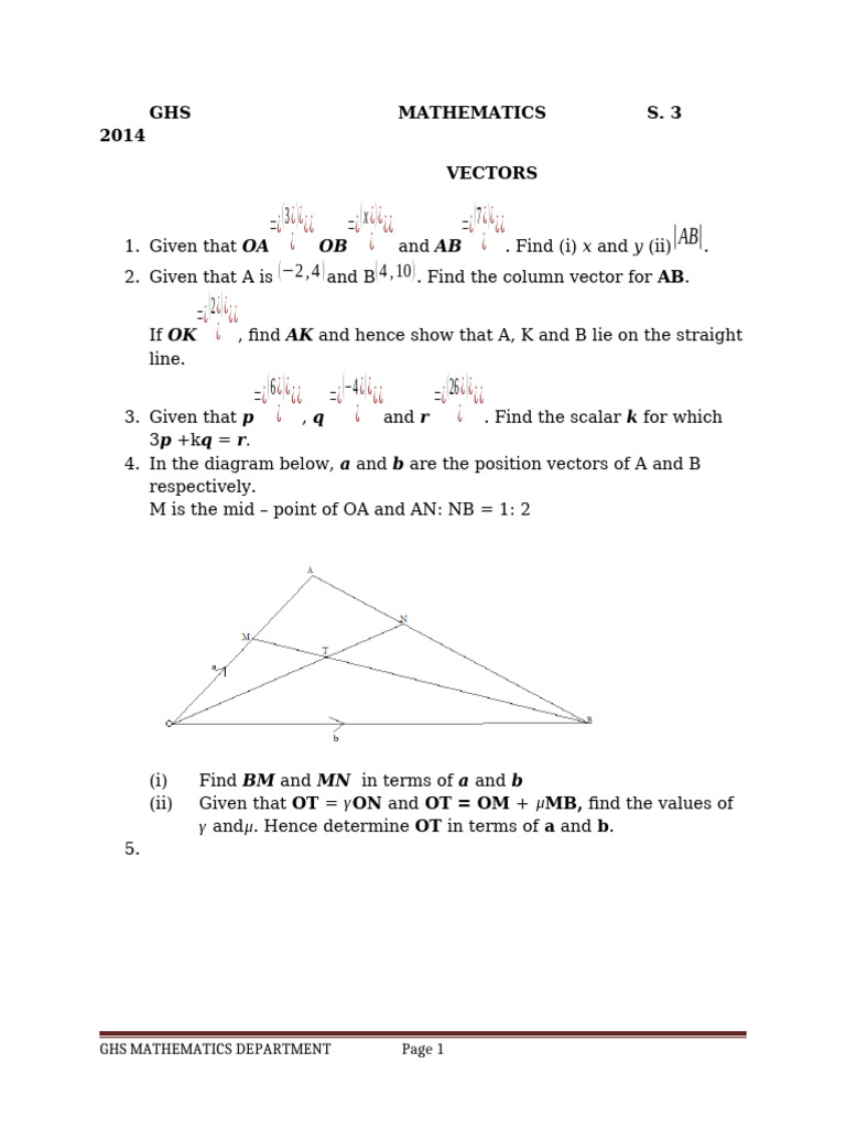 S3 Math Vectors | PDF | Abstract Algebra | Algebra