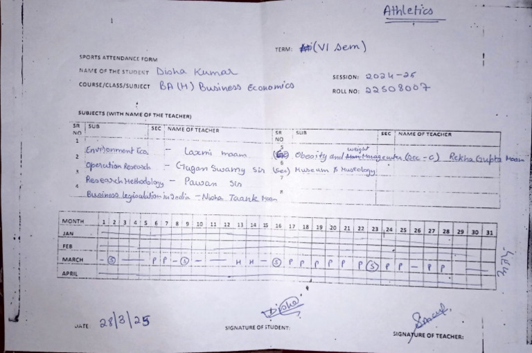 March Attendance | PDF