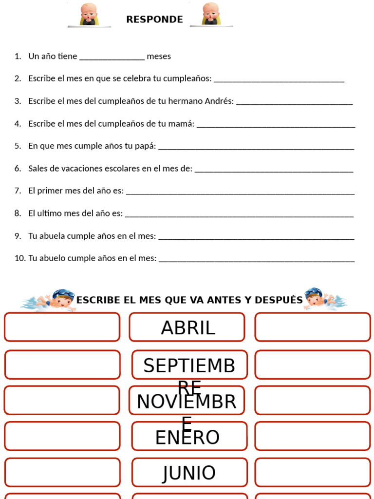 Actividades Responder Meses Del Año | PDF