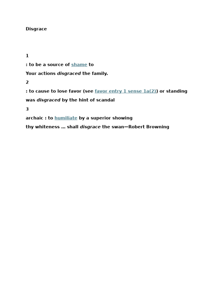 Understanding the Meaning of Disgrace | PDF