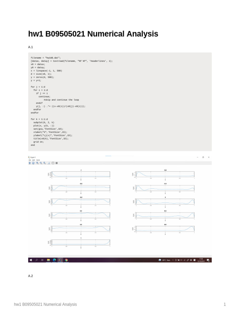 hw1 B09505021 Numerical Analysis | PDF | Mathematics