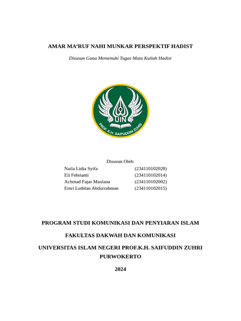 Amar Ma'Ruf Nahi Munkar Kel 7 Hadist | PDF