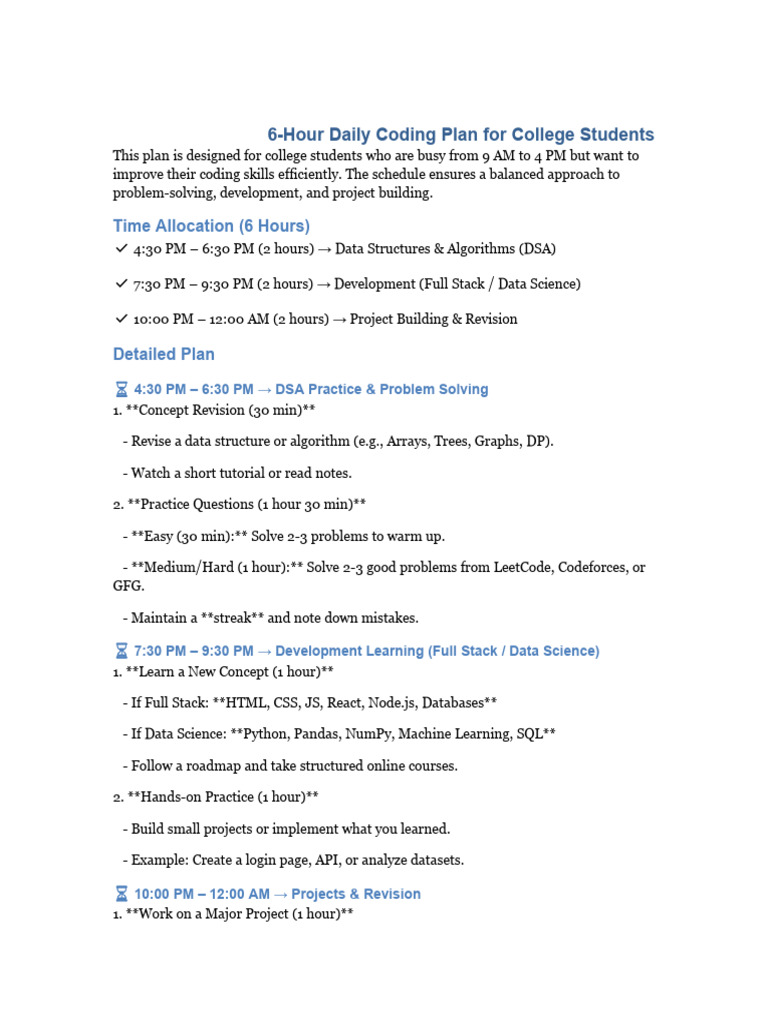 6 Hour Coding Plan Syntax Error | PDF