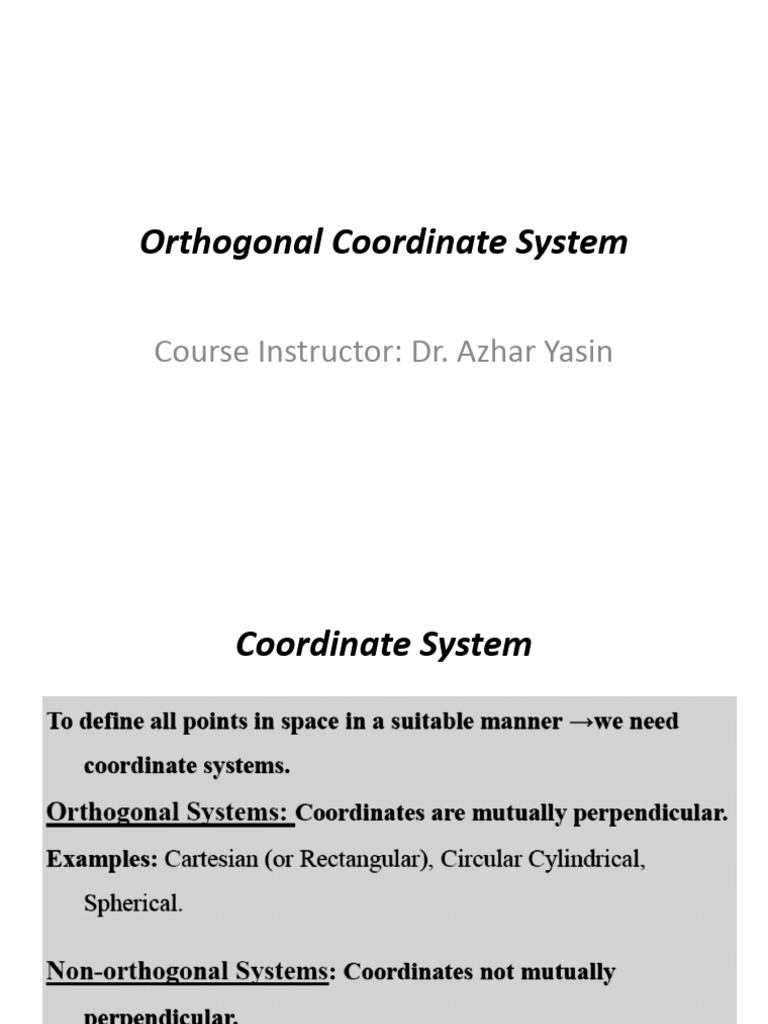 Chapter 02-1 Orthogonal Coordinates | PDF