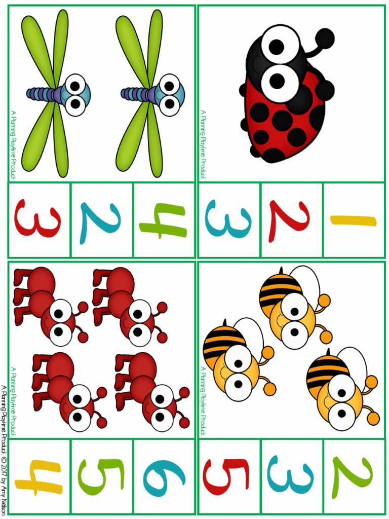 Counting Bugs Clip Cards | PDF