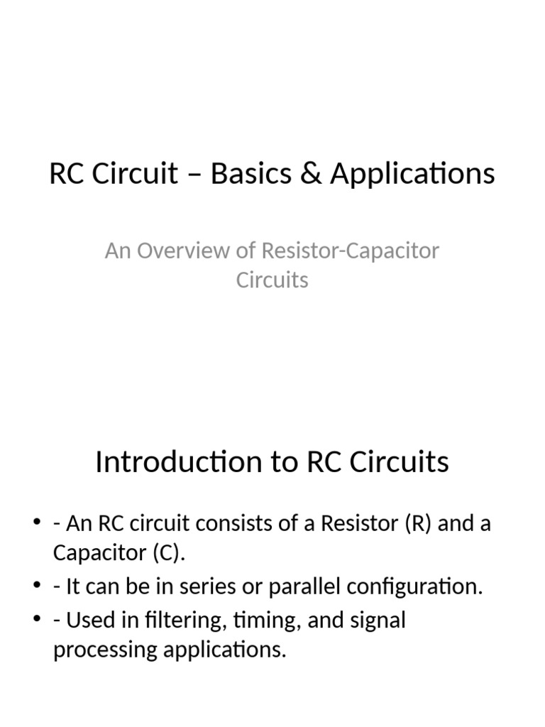 RC Circuits: Basics and Applications | PDF