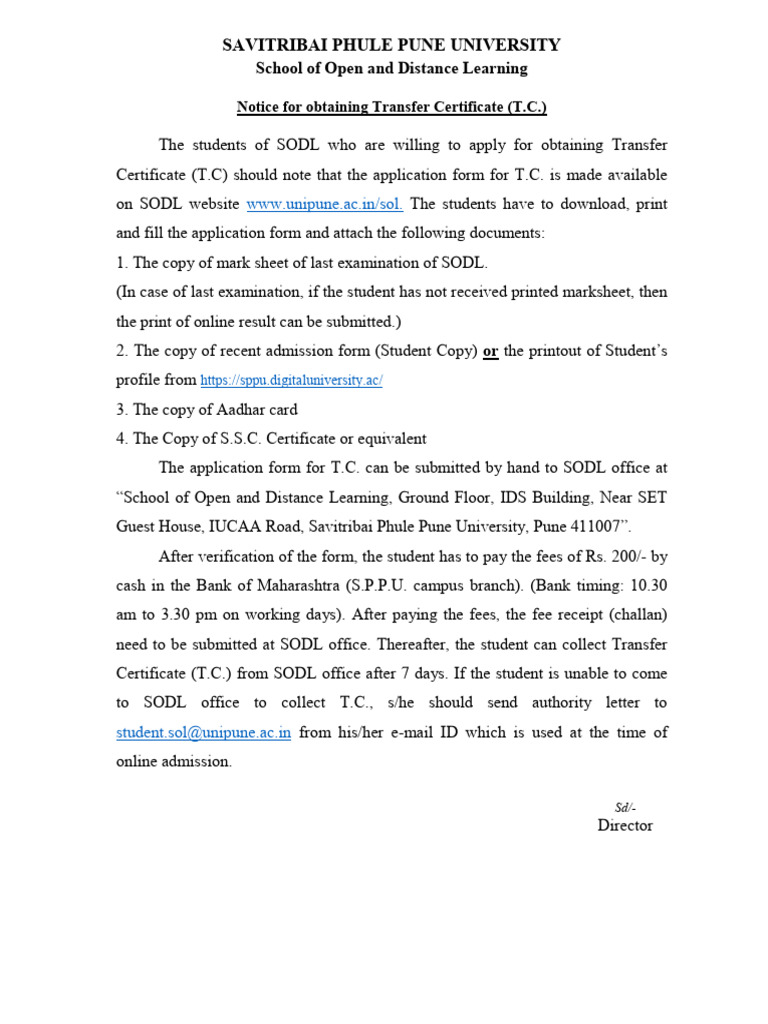 Form For Transference Cetificate - 16022024 | PDF