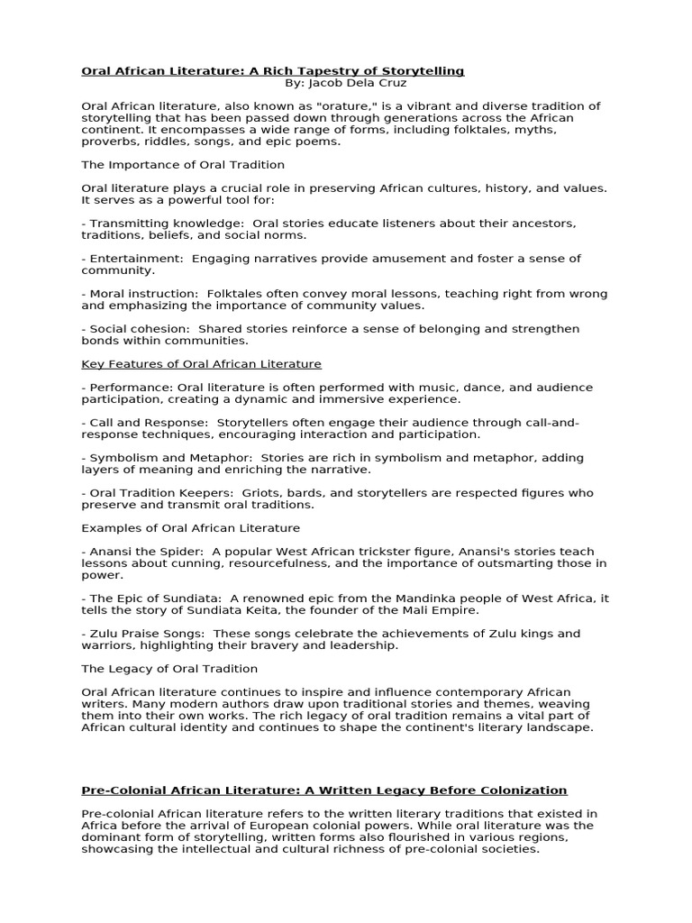 Notes in Engl 11 (Ma'Am Tags) | PDF | African Literature | Postcolonialism