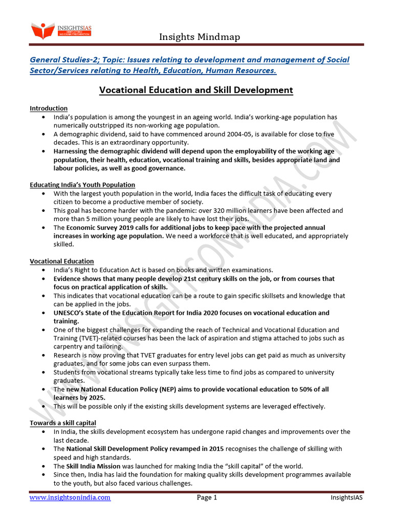 Vocational Education and Skill Development | PDF | Vocational Education ...
