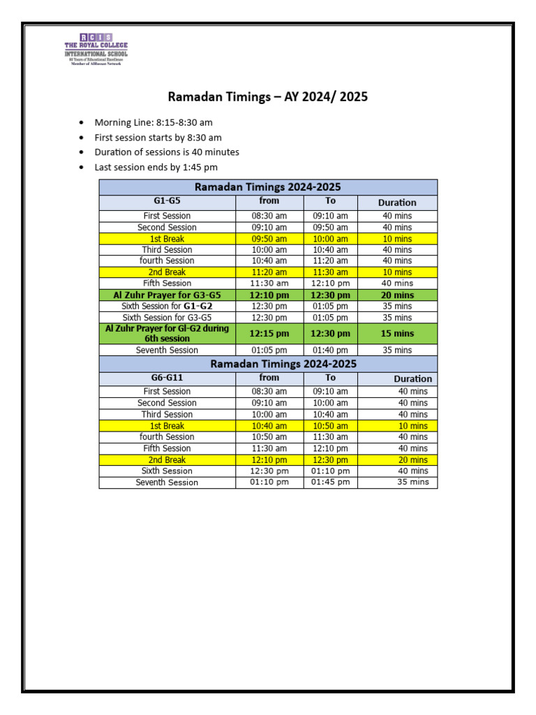 Ramadan Timing Parents Use 23 Feb 2025 Schedule From 8and Half | PDF
