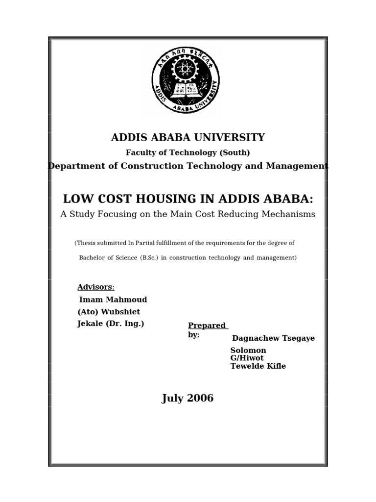 Low Cost Housing in Addis Ababa | PDF | Mortgages | Loans