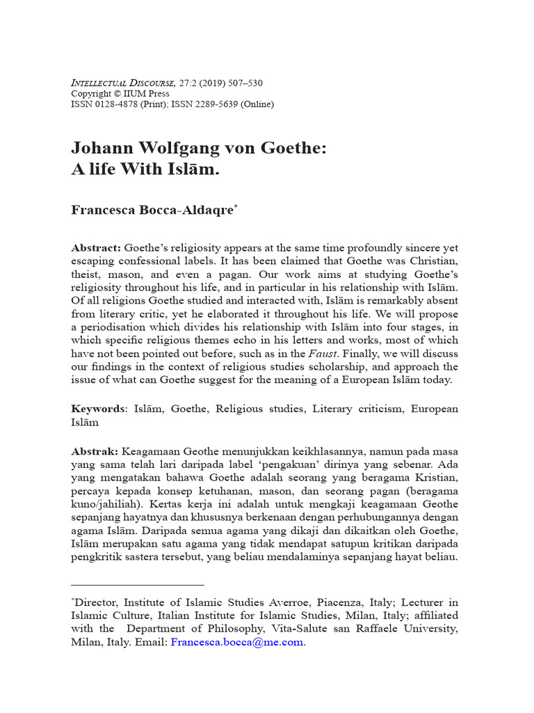 Johann Wolfgang Von Goethe A Life With I | PDF | Johann Wolfgang Von Goethe