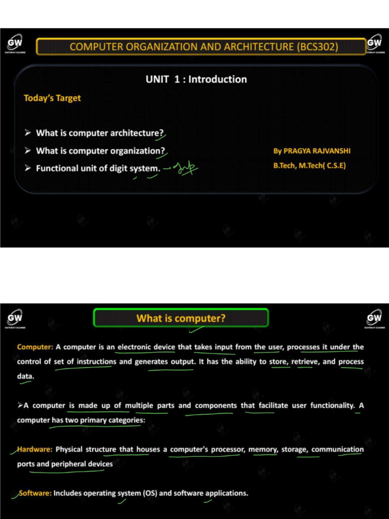 COA CLASS NOTES unit 1 | PDF