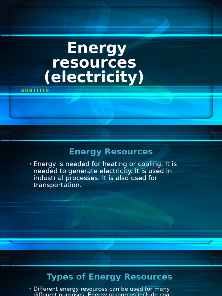 Energy Resources (Electricity) | PDF | Energy Development | Fuels