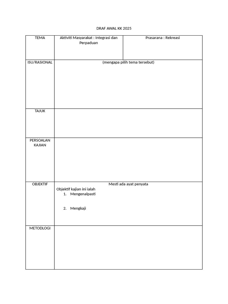 Draf Awal KK | PDF