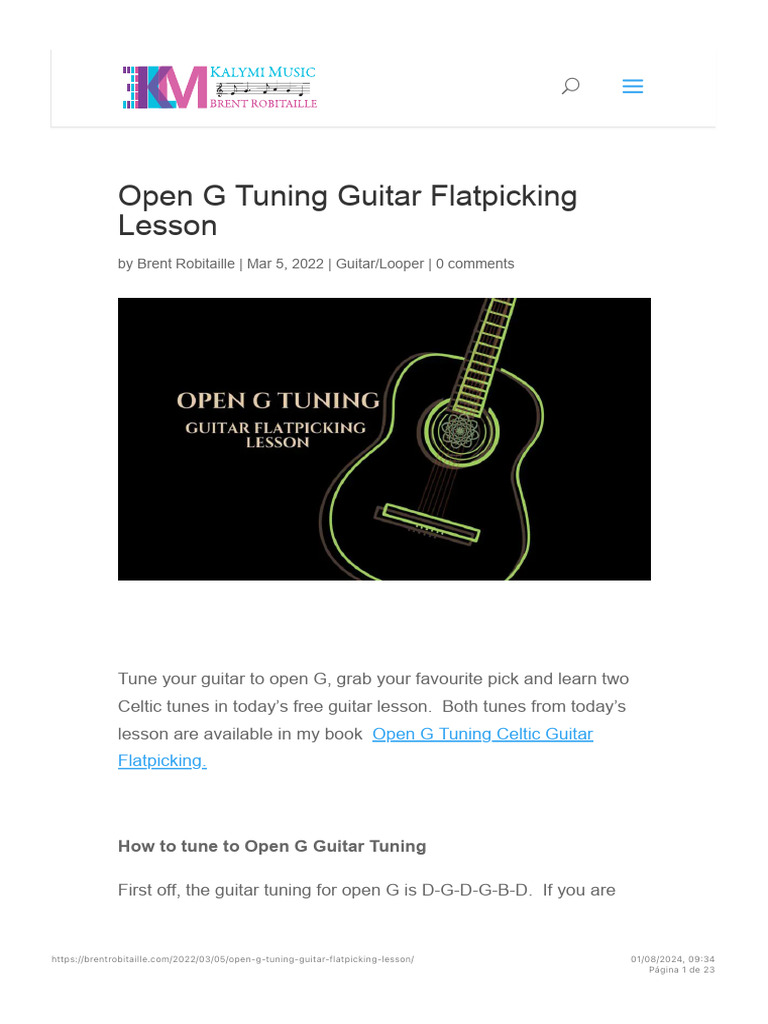 Open G Tuning Guitar Flatpicking Lesson - Kalymi Music | PDF | Guitars ...