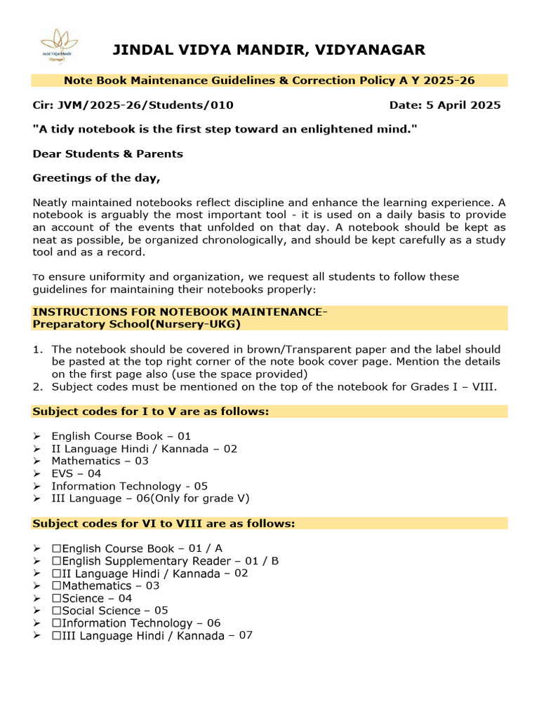 Cir 010 JVM Notebook Guidelines | PDF | Notebook