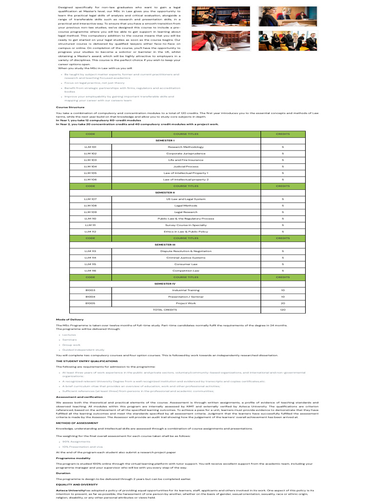 Master of Science in Law (MSc) – kimt | PDF | Master's Degree | Master ...