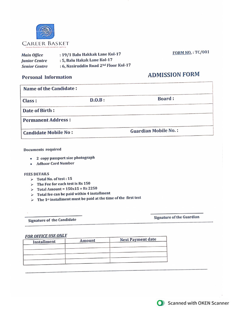 Admission Form | PDF