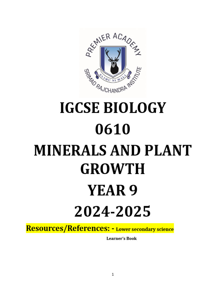 Minerals and Plant Growth | PDF | Plants | Fertilizer