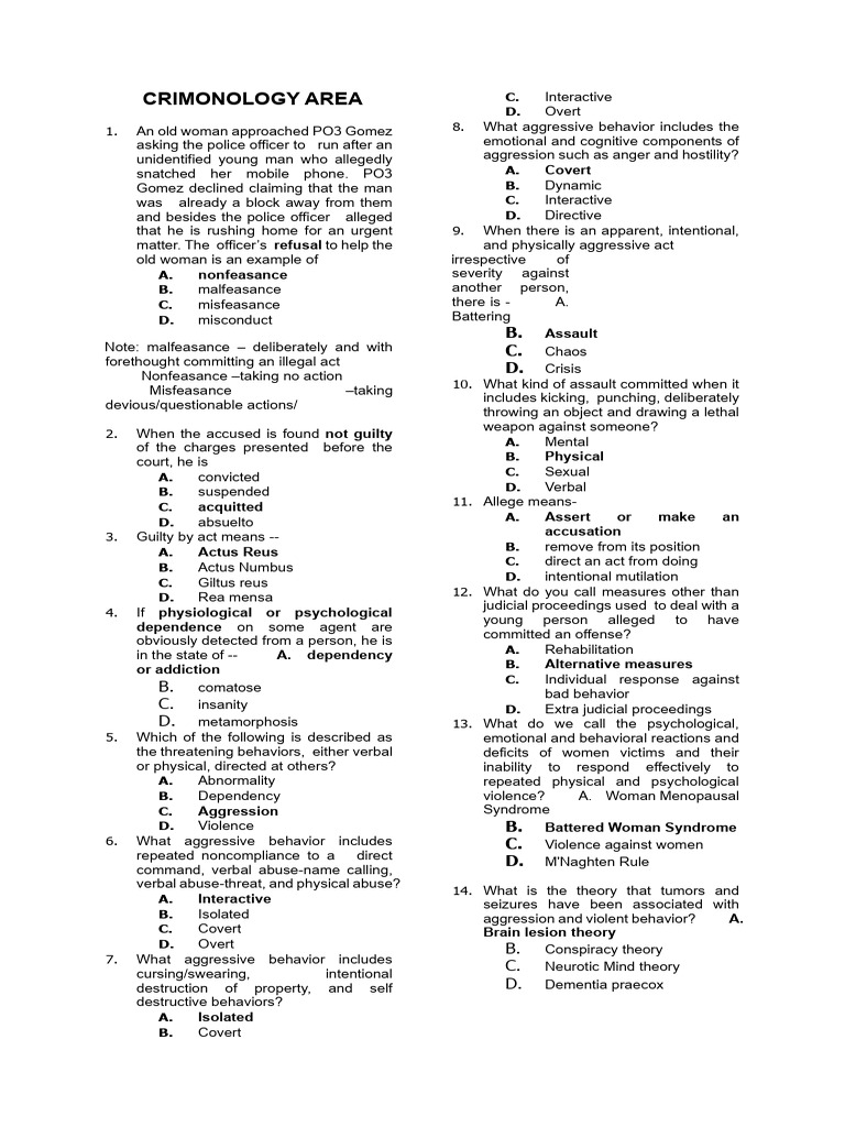 Criminology Area | PDF | Criminology | Crimes