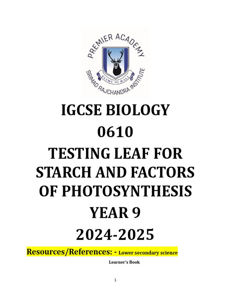 Leaf Starch Testing and Photosynthesis Factors | PDF | Photosynthesis ...
