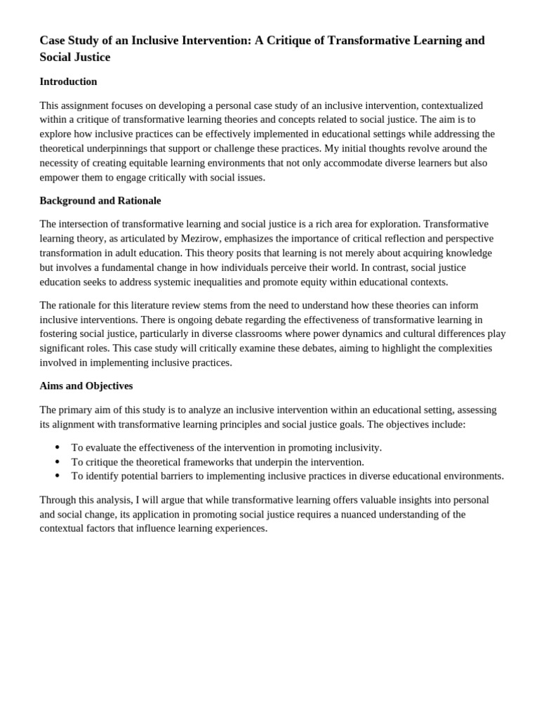 Inclusive Education and Social Justice Analysis | PDF | Learning Theory ...
