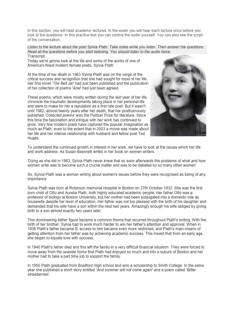 9 TOEFL Listening Practice (Script) | PDF | Sylvia Plath