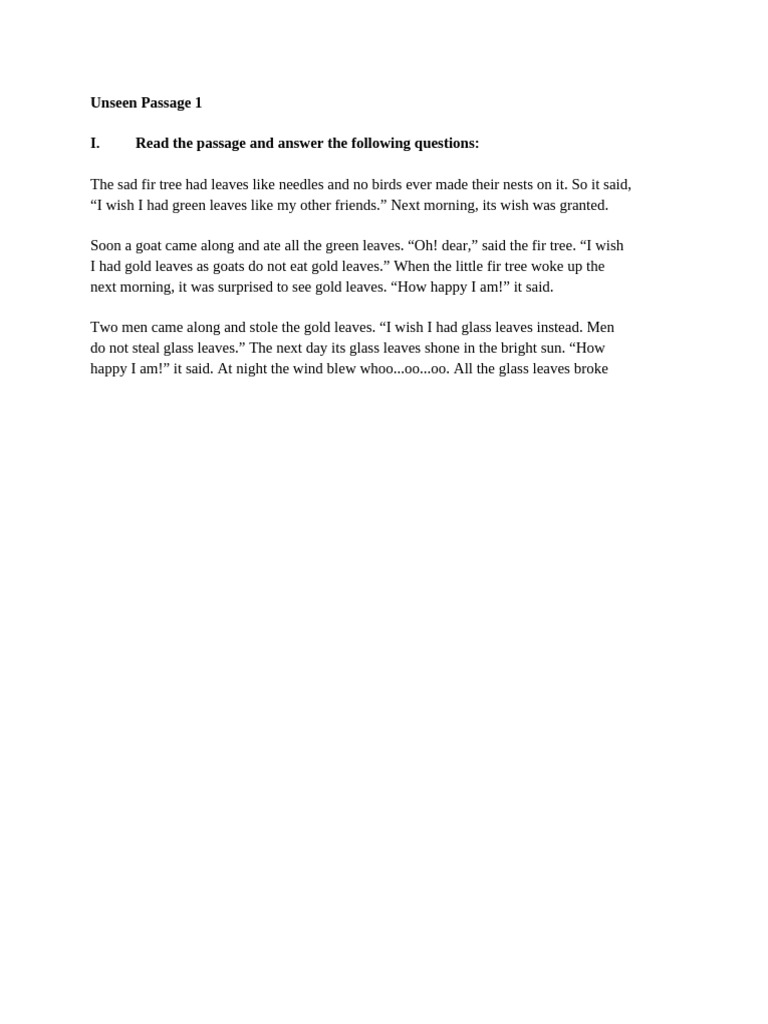 Unseen Passage 1 | PDF