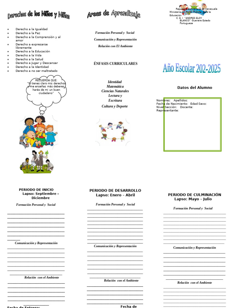 Boleta de Calificaciones Preescolar 2024-2025 | PDF | Educación de la ...