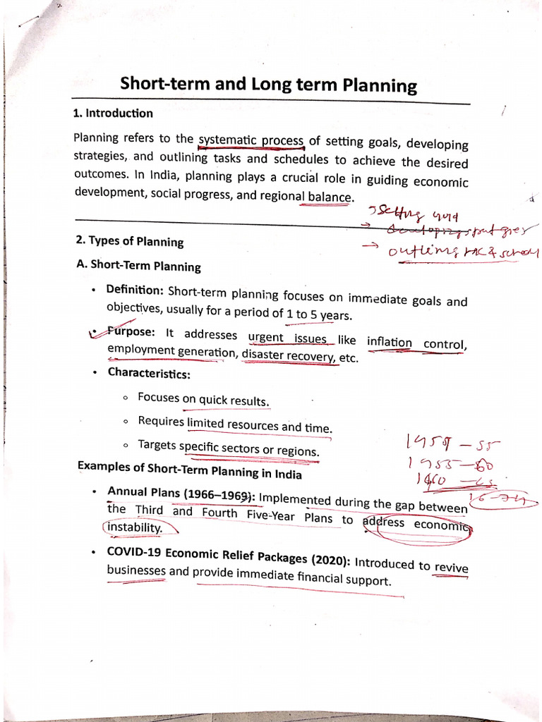 Short Term and Long Term Planning | PDF